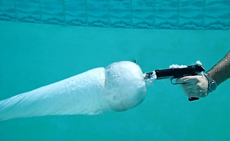 shooting glock handgun with hollow point bullets underwater (2 ...