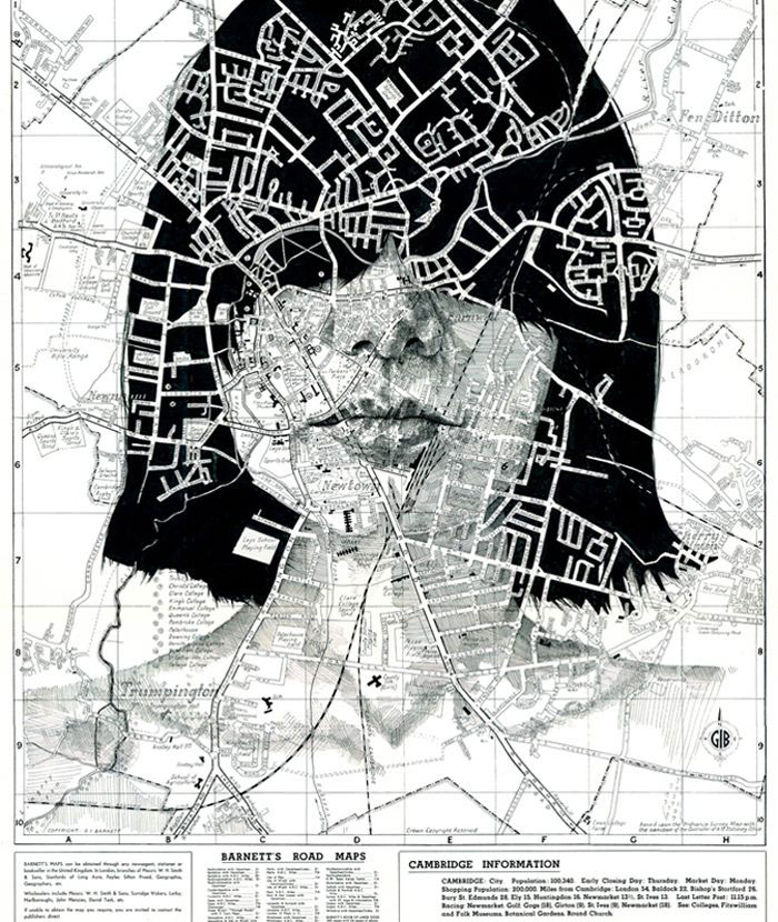 Faces Drawn Onto Maps by Ed Fairburn » TwistedSifter