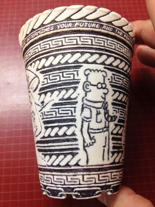 Styrofoam Cup Fully Illustrated Inside and Out with a Pen » TwistedSifter