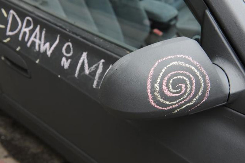 Artist Covers Car in Chalkboard Paint, Lets People Draw On It ...