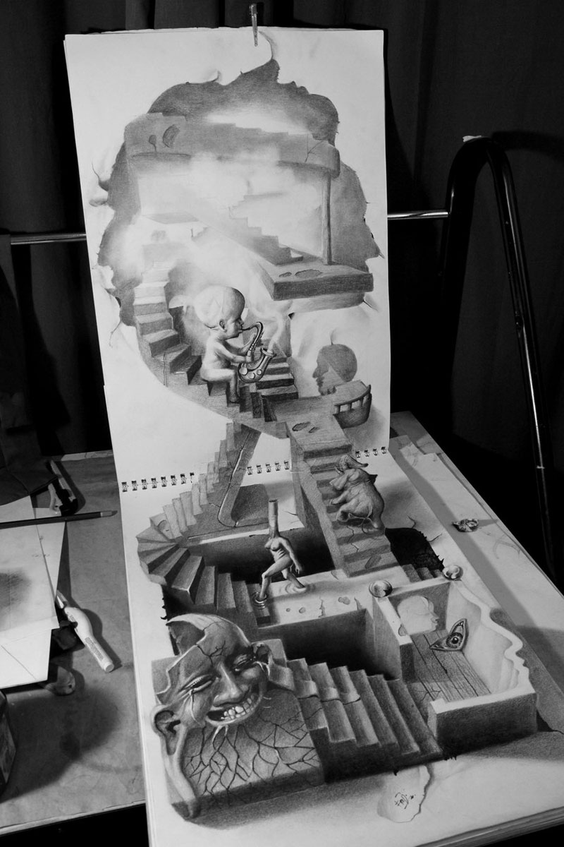 Anamorphic 3D Pencil Drawings by Fredo » TwistedSifter