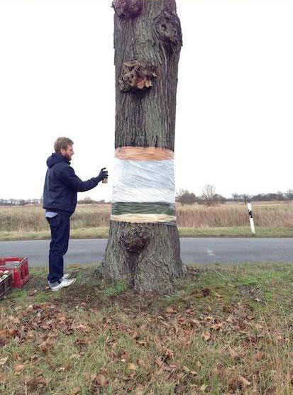 Artists Levitate Tree Using Foil and Spray Paint » TwistedSifter