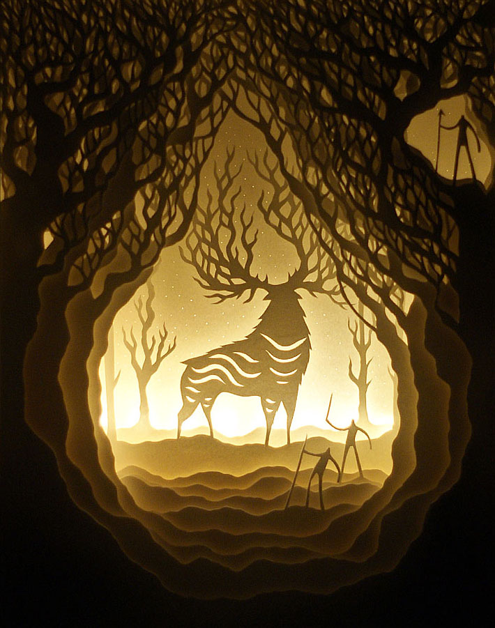 Paper Cut Shadow Boxes Illuminated by Light - TwistedSifter