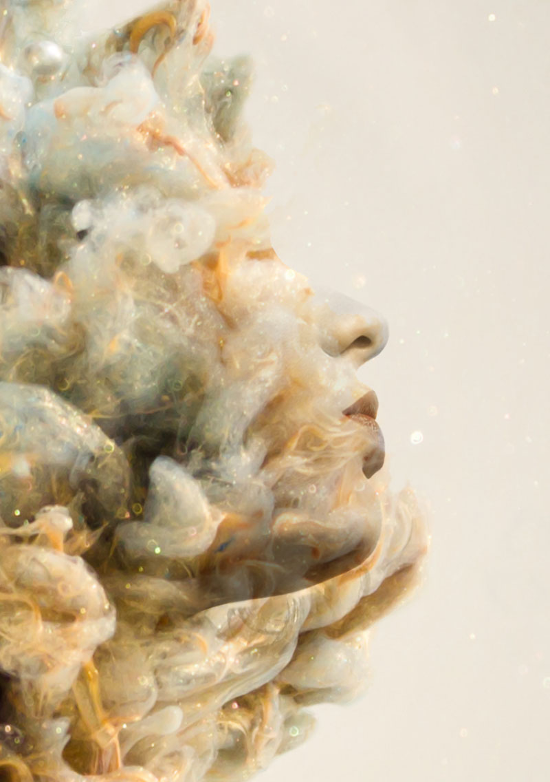 Surreal Double Exposures of Faces Blended Into Plumes of Ink in Water ...