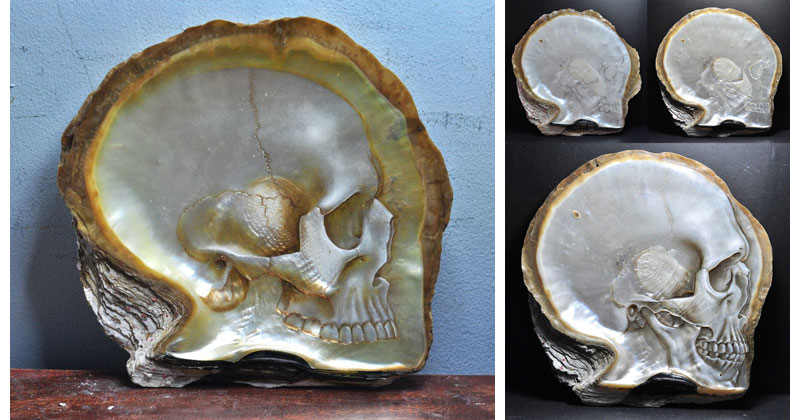Hand Carved Skulls Into Mother of Pearl Shells » TwistedSifter