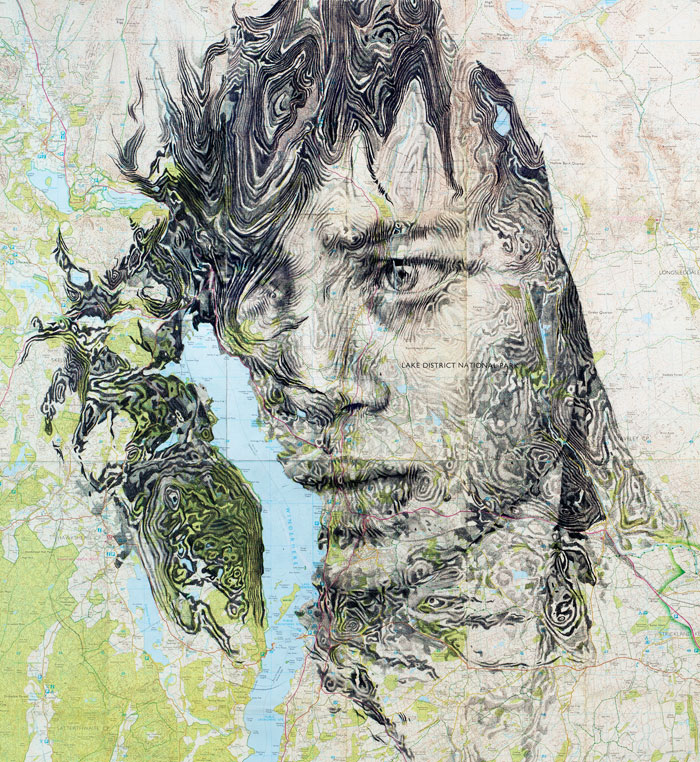 12 Incredible Portraits Drawn Onto Maps » TwistedSifter