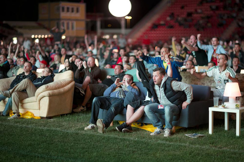 Stadium in Berlin Gets Turned Into Giant Living Room with 750 Couches ...