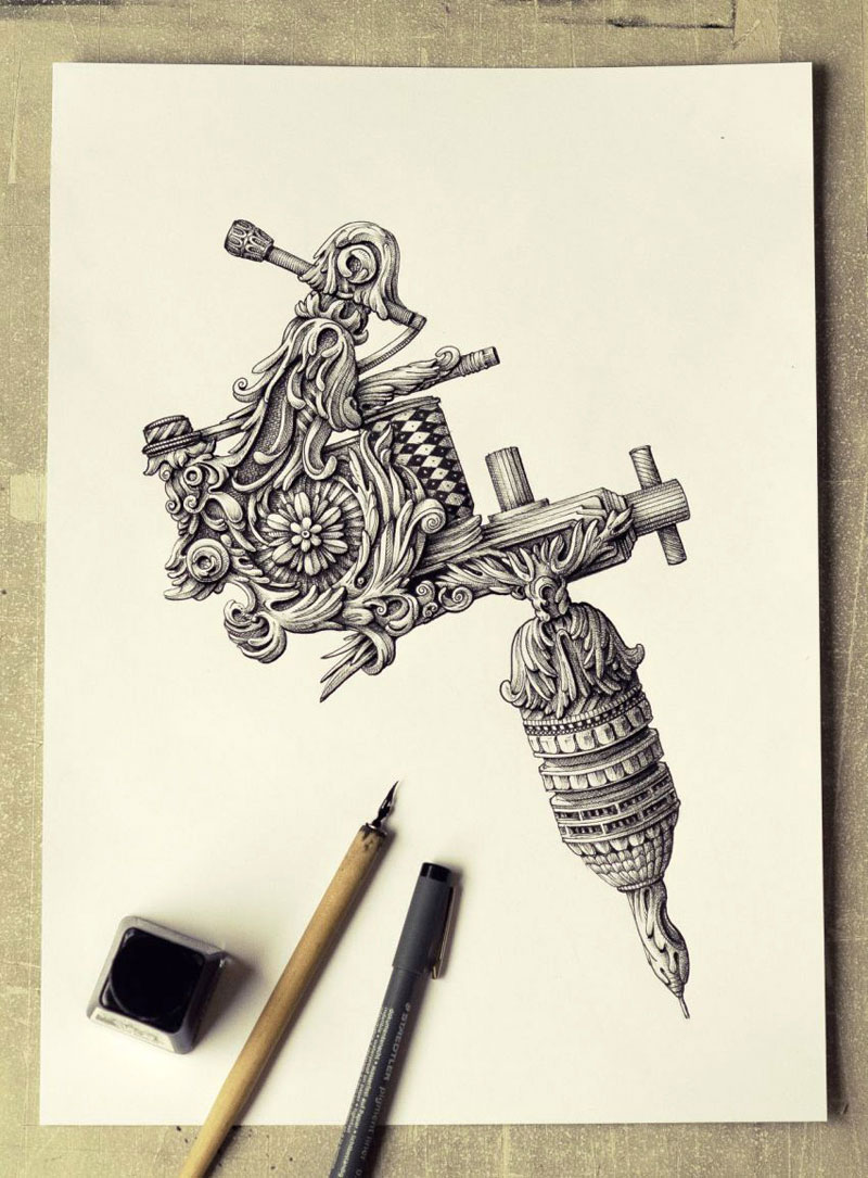 Ornate Ink Illustrations by Alex Konahin » TwistedSifter