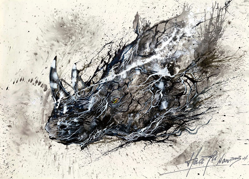 Jaw-Dropping Splattered Ink Animal Portraits by Hua Tunan - TwistedSifter
