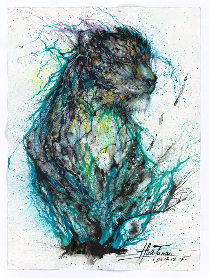 Jaw-Dropping Splattered Ink Animal Portraits by Hua Tunan - TwistedSifter