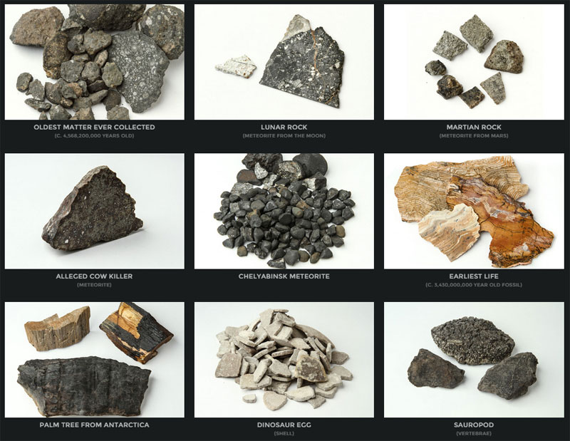 Rare Specimens from Earth and Space, Embedded into an Acrylic Block ...