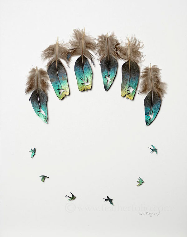 Artist Turns Moulted Feathers Into Works of Art Using Scissors ...