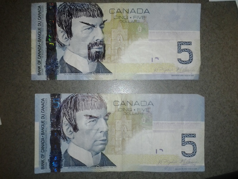 Canadians Pay Nimoy Tribute by Drawing Spock on $5 Bills » TwistedSifter