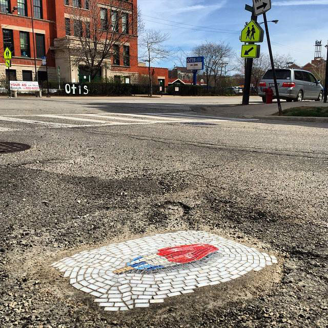 This Artist is Filling Potholes with Food and Flower Mosaics ...