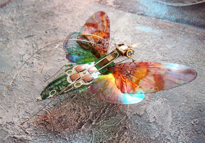 Artist Turns Discarded Electronics Into Amazing Winged Insects ...