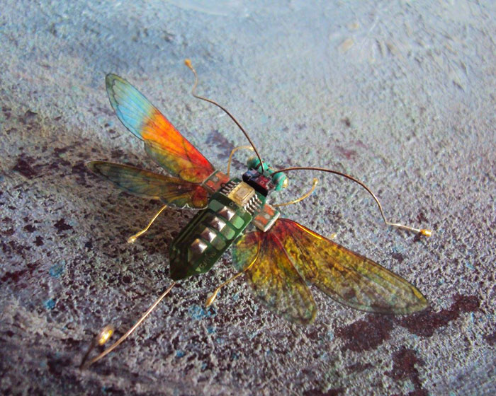Artist Turns Discarded Electronics Into Amazing Winged Insects ...