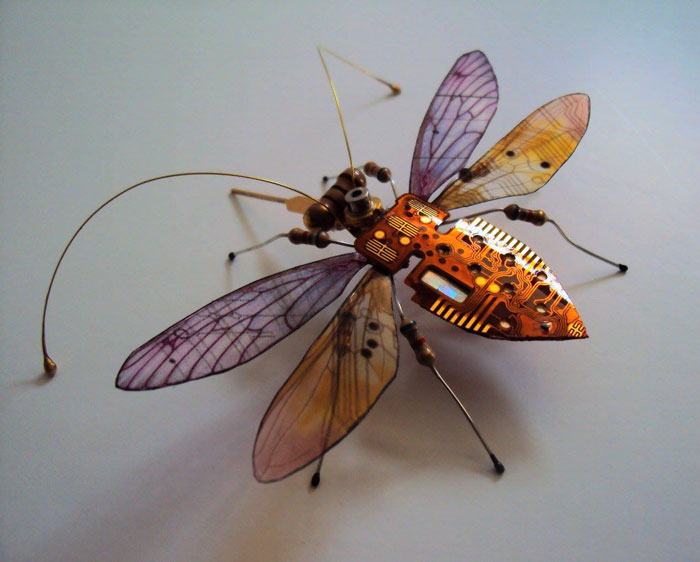 Artist Turns Discarded Electronics Into Amazing Winged Insects ...
