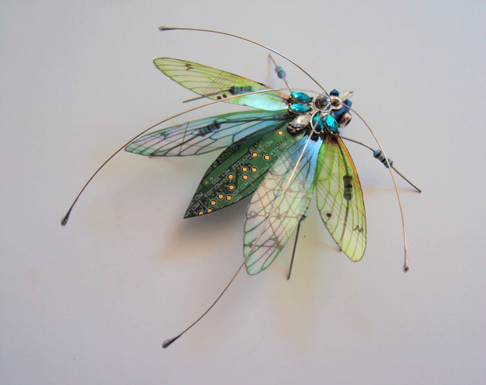 Artist Turns Discarded Electronics Into Amazing Winged Insects ...