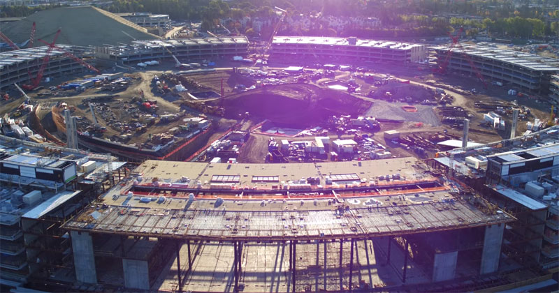 Drone Captures Construction Progress on Apple's New 'Spaceship' Office ...