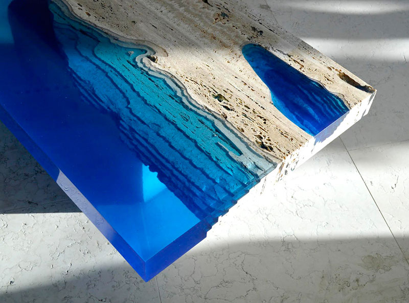 A Coffee Table Lagoon Made from Marble and Resin » TwistedSifter