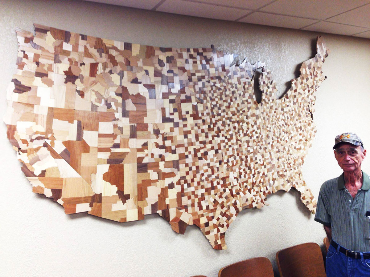 Incredible USA Counties Map Made from Over 3,000 Carved Wooden Blocks ...