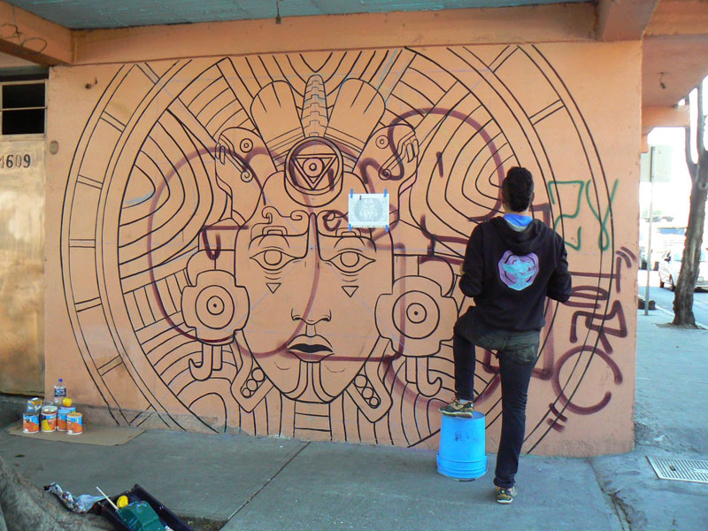 Amazing Aztec-Inspired Street Art Mural by Rilke Guillen » TwistedSifter
