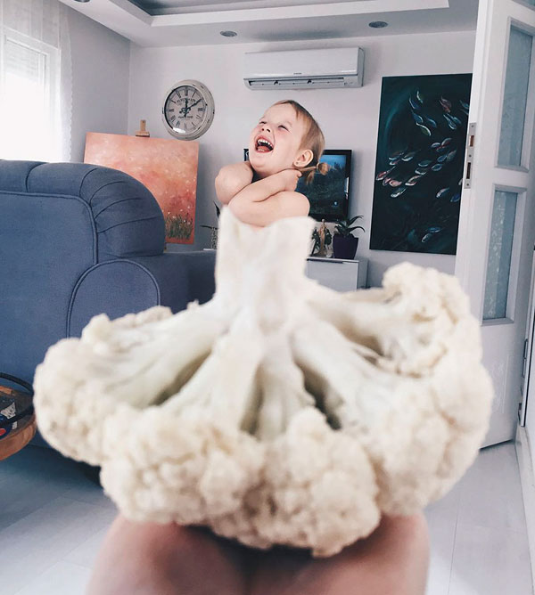 Mom and Daughter Make Dresses with Flowers, Food and Forced Perspective ...