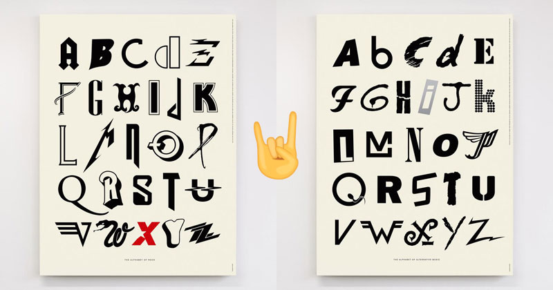 Awesome Alphabet Posters Made from Classic and Alternative Rock Band ...