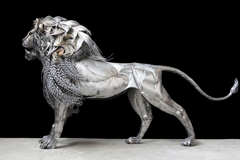 Unbelievable Lion Sculpture Made from Hammered Steel » TwistedSifter