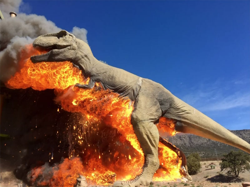 A Life-Size Animatronic T-Rex Burst Into Flames and the Pics are Metal ...