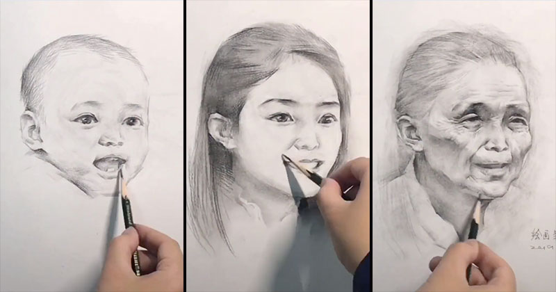 See People Age Before Your Eyes in These Incredible Timelapse Drawings ...