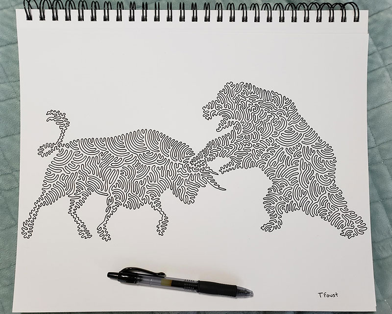 Tyler Foust Makes Wonderful Illustrations Using One Continuous Line ...