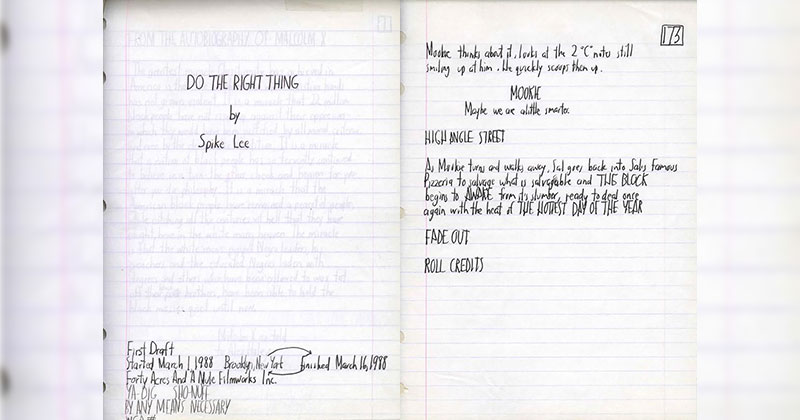 Spike Lee’s “Do the Right Thing” Screenplay, Handwritten in March of ...
