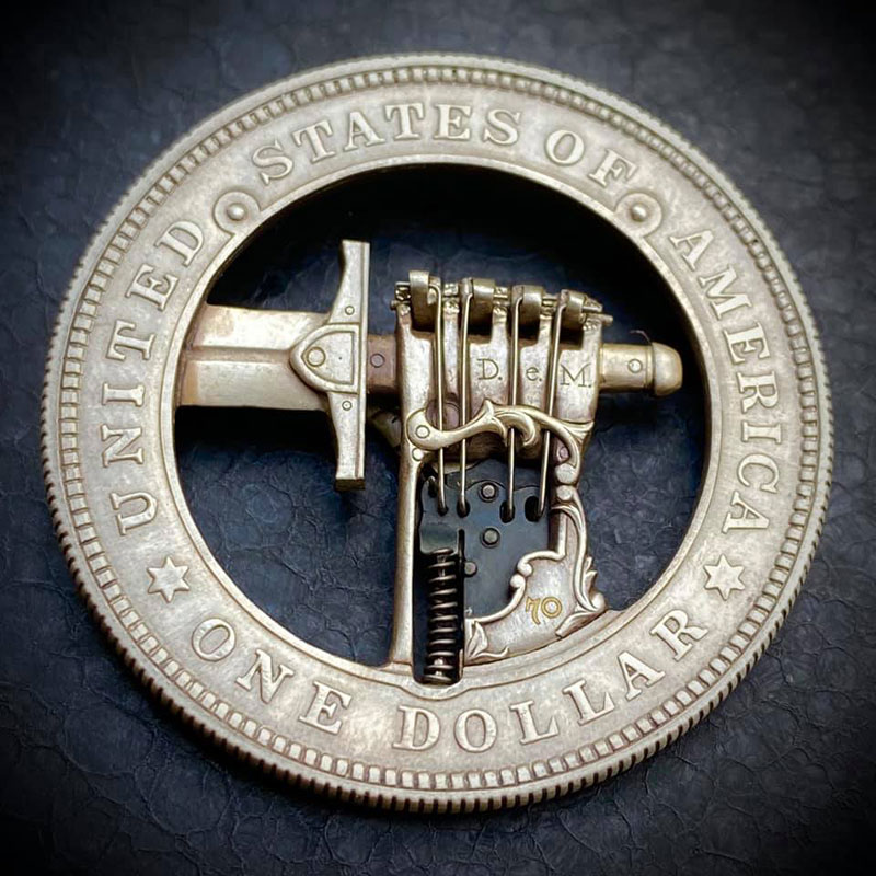 This Modified Silver Dollar has a Secret Button for Clasping the Sword ...
