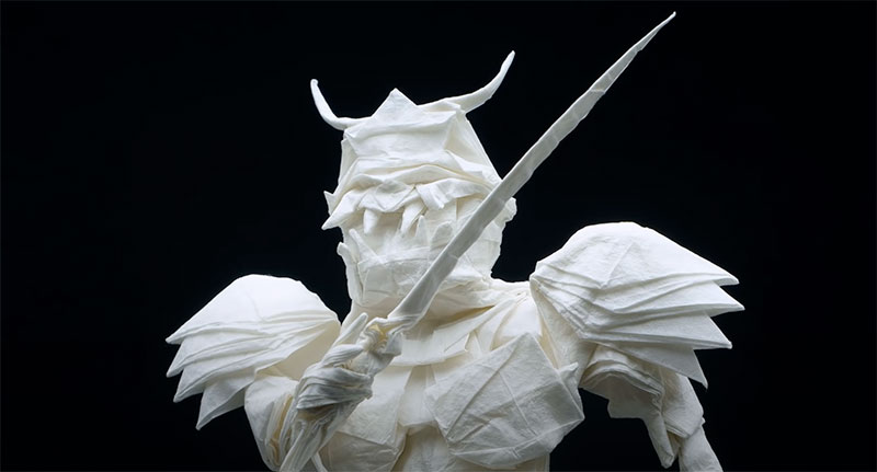 This Origami Samurai was Folded from a Single Sheet of 95 x 95 cm ...