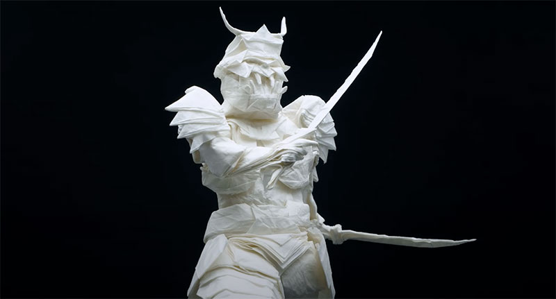 This Origami Samurai was Folded from a Single Sheet of 95 x 95 cm ...