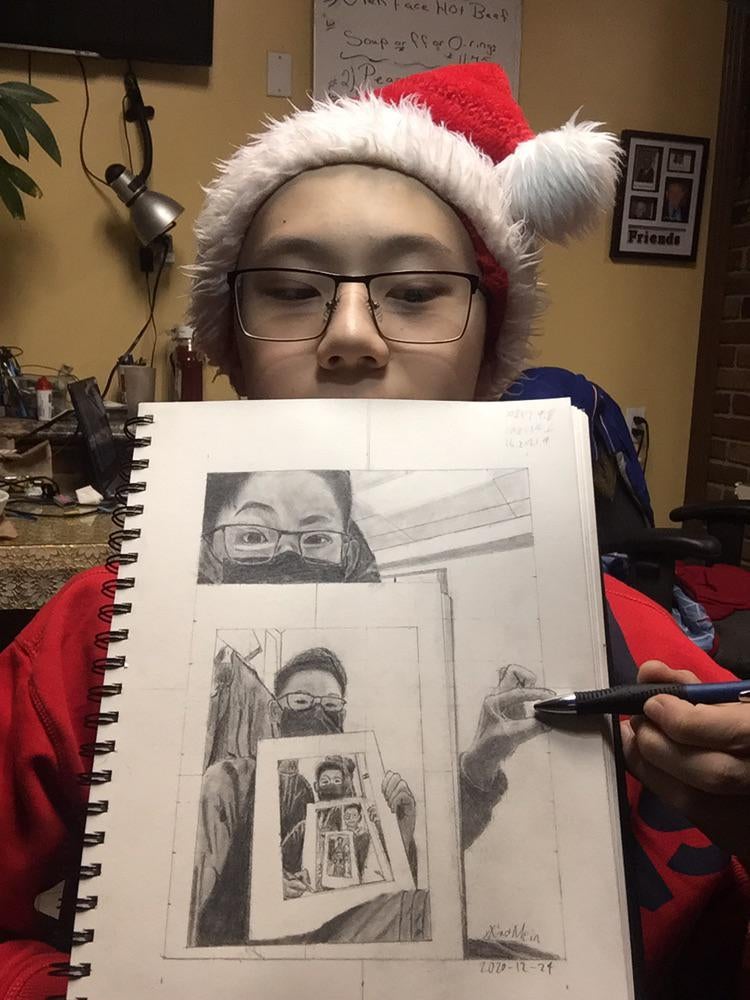 Talented Teen Draws 7 Levels of Recursive Self Portraits - TwistedSifter