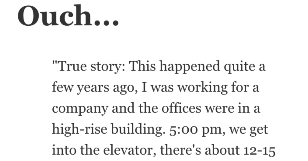 What’s the Worst Thing You Can Say in an Elevator Full of People? Here ...