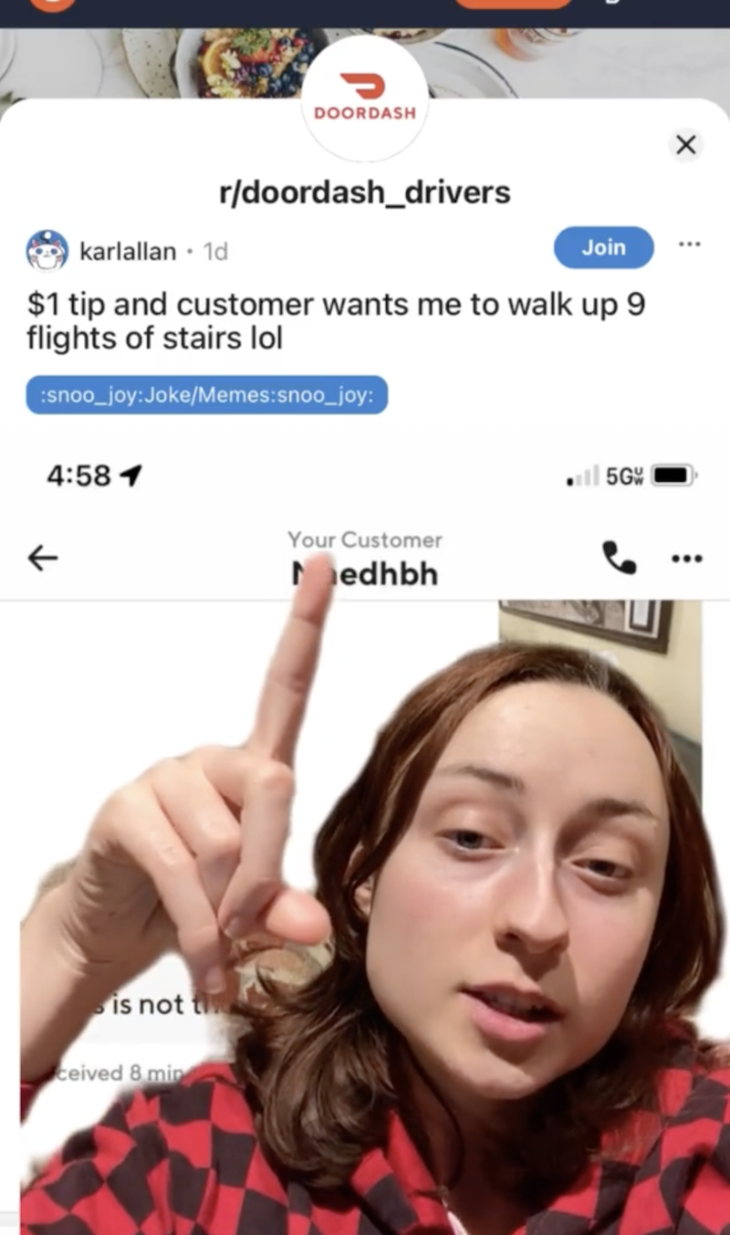 Doordash Customer Wants Driver To Walk Up Nine Flights Of Stairs For A $1 Tip. Her Response Is ...