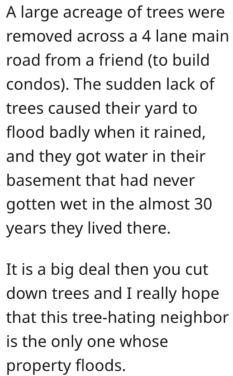 Rude Neighbors Ignore His Warning About Cutting Down The Trees Between ...