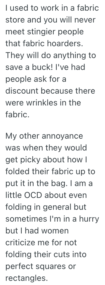 Customer At A Fabric Store Wanted Extra Fabric For Free, But This ...