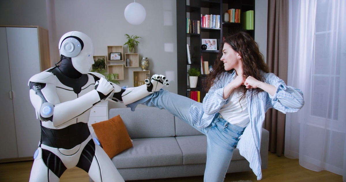 Chinese Robotics Event Features Bipedal Robots Engaged In A Wildly Entertaining Kickboxing ...