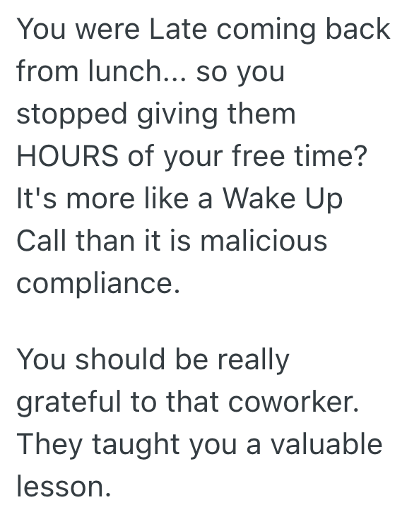 Employee Is 5 Minutes Late After Their Lunch Break, But When A Coworker ...