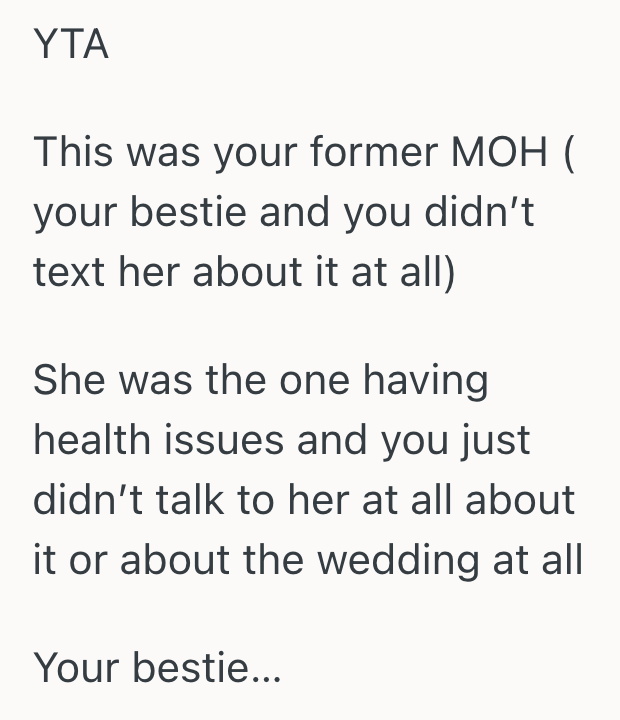 Bride’s Friend Steps Down As Maid Of Honor Due To Health Issues, But ...