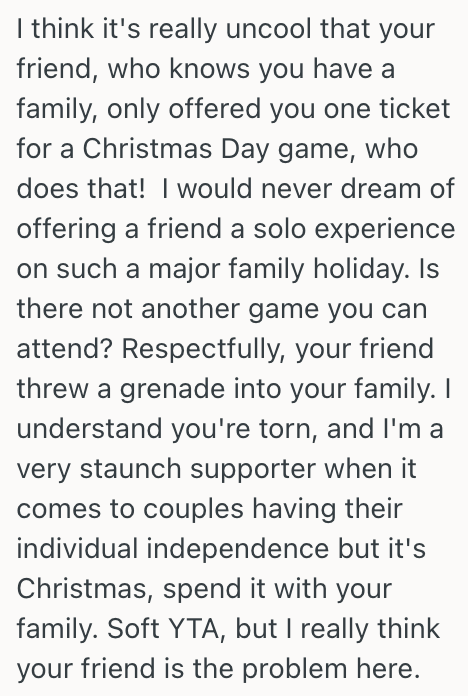 Sports-Loving Wife Is Offered A Once-In-A-Lifetime Christmas Treat, But ...