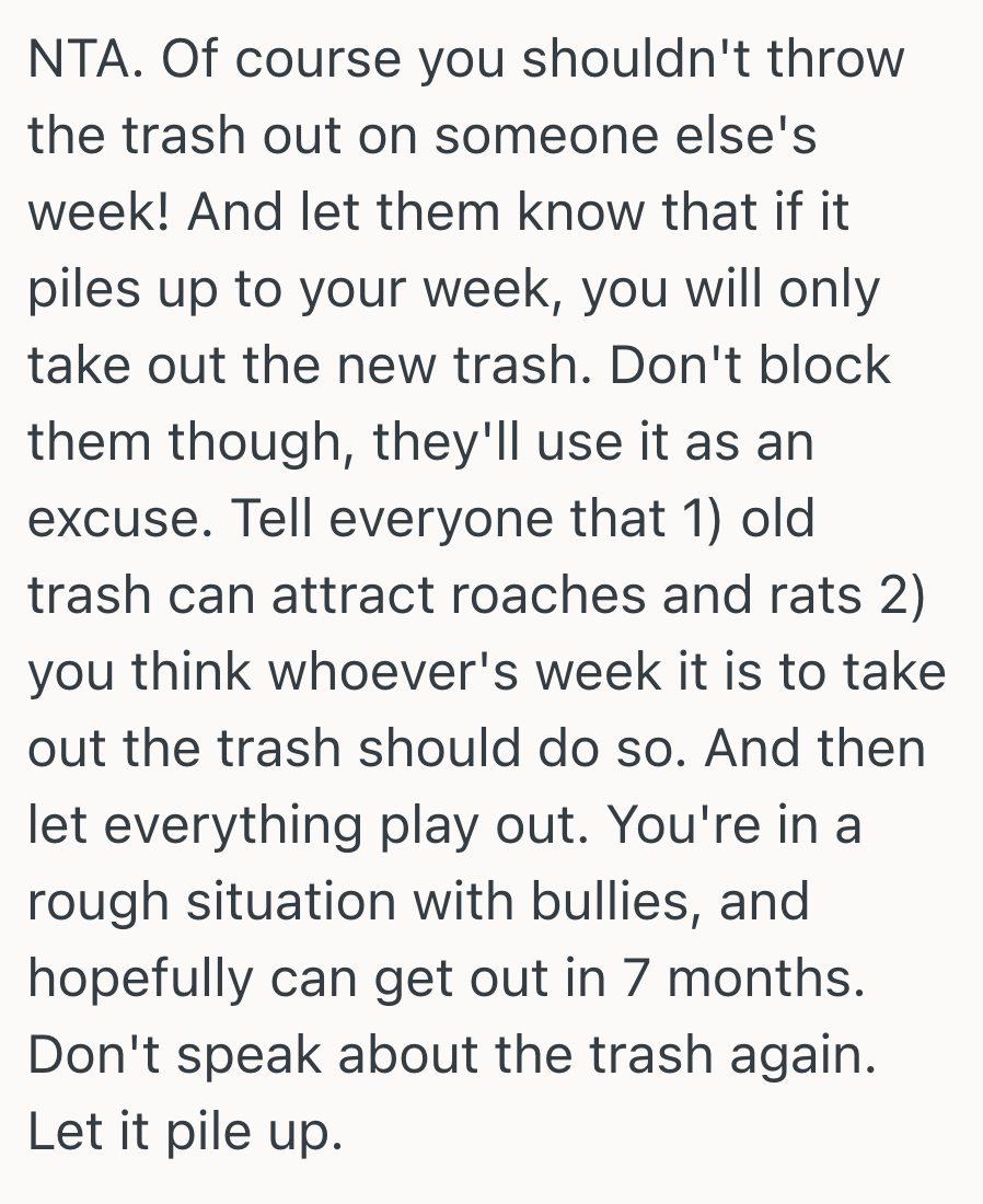 Rude Roommates Have Been Bullying Her About Emptying The Trash, So She ...